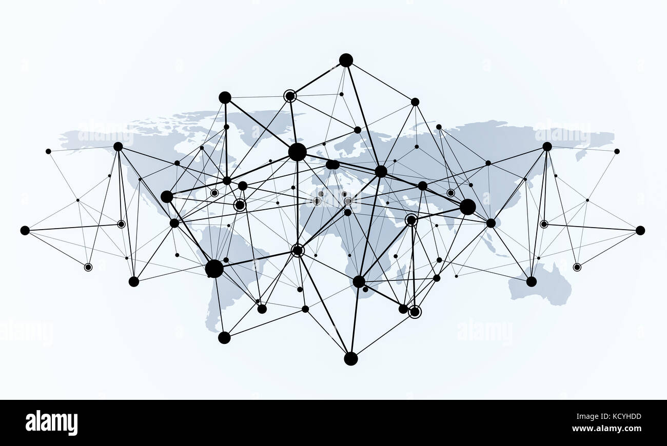 Lines and dots as networking idea drawn on white background Stock Photo ...