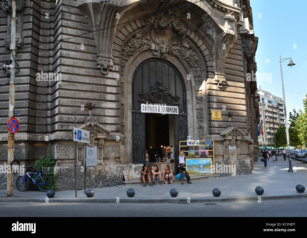 Street view in the Old town of Bucharest, Romania capital. Chamber of ...