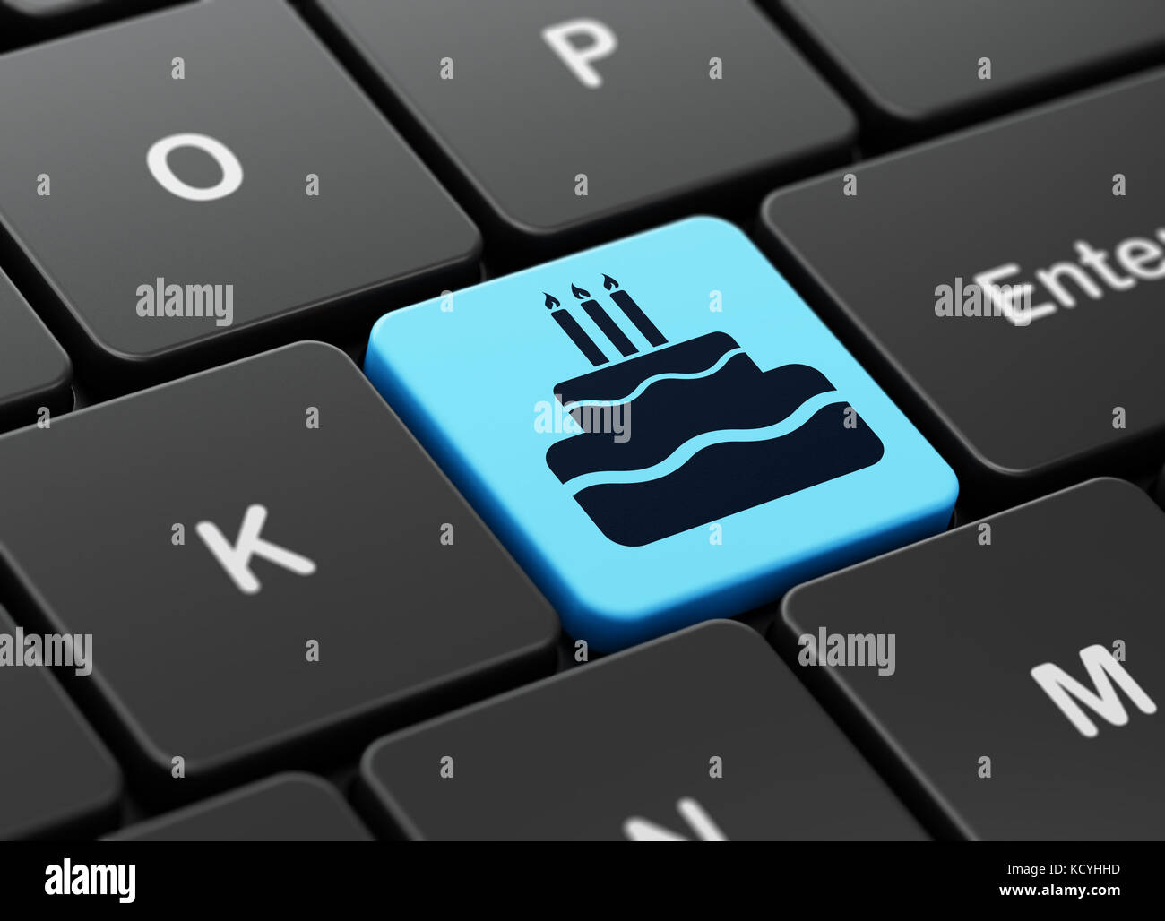 Entertainment, concept: Cake on computer keyboard background Stock ...