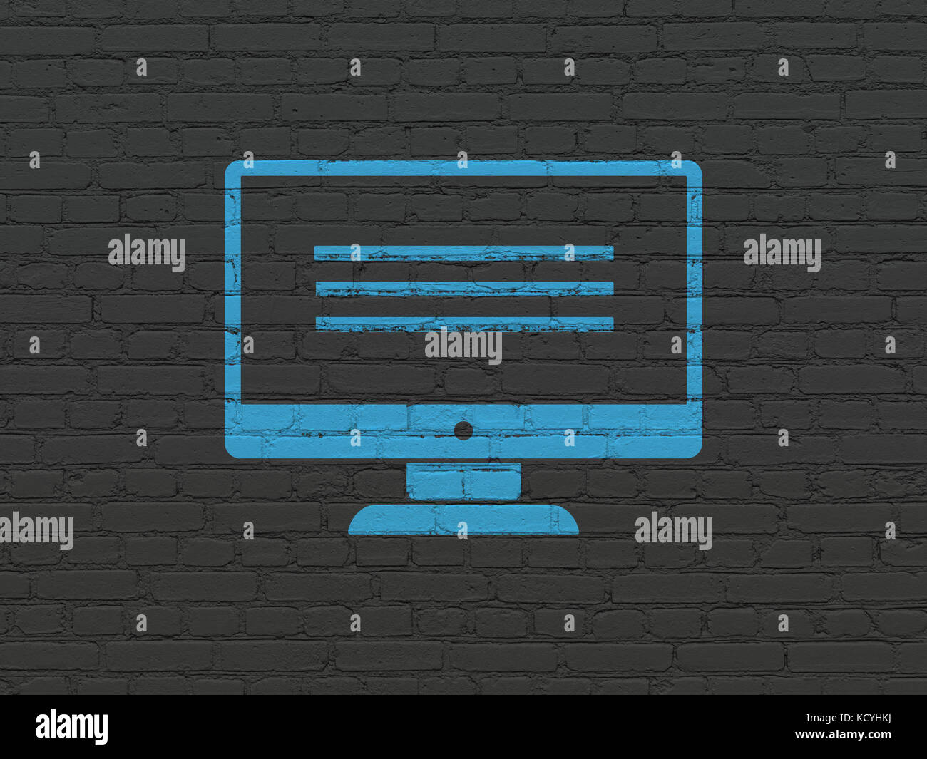 Software concept: Monitor on wall background Stock Photo - Alamy
