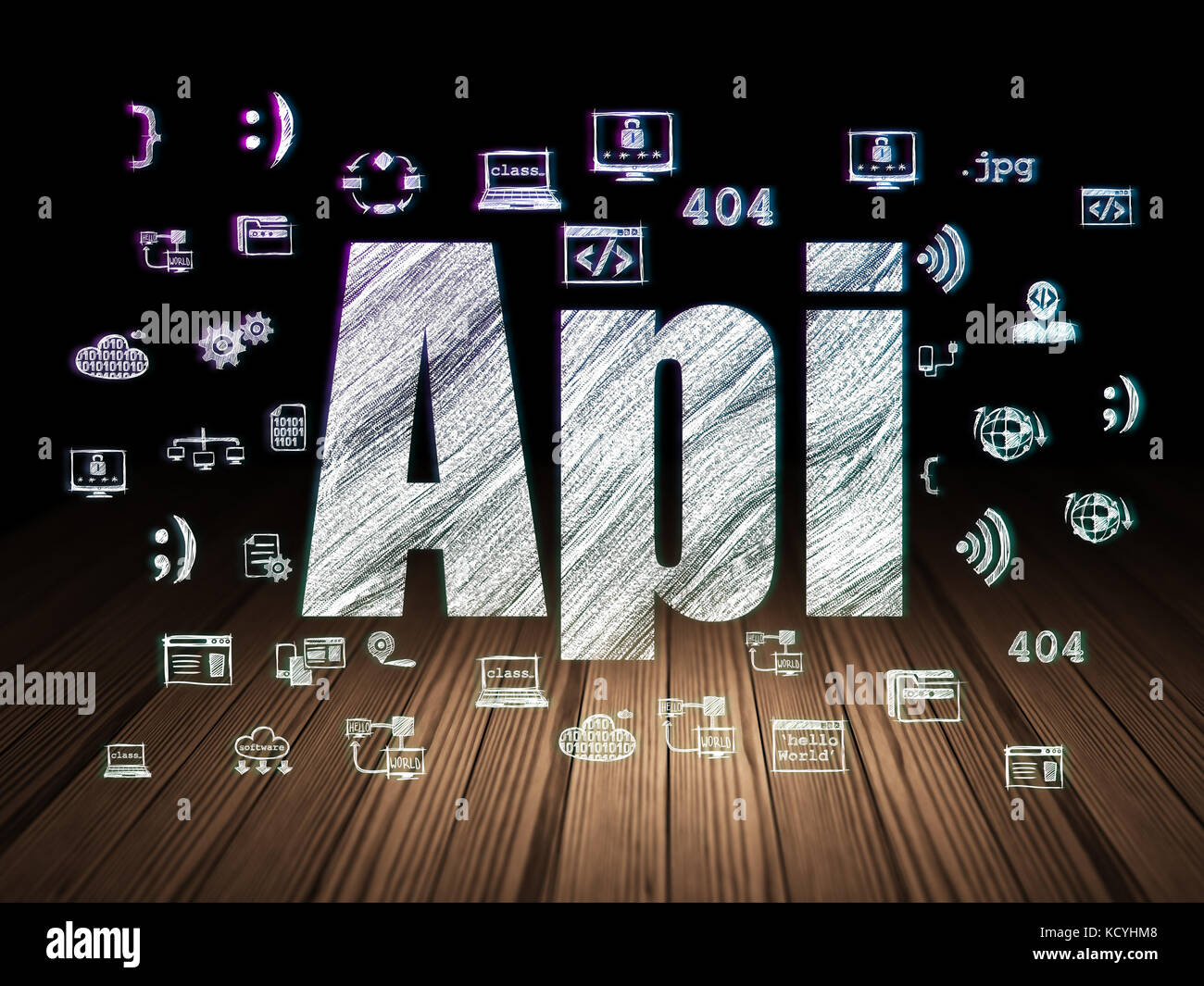 Software concept: Api in grunge dark room Stock Photo - Alamy