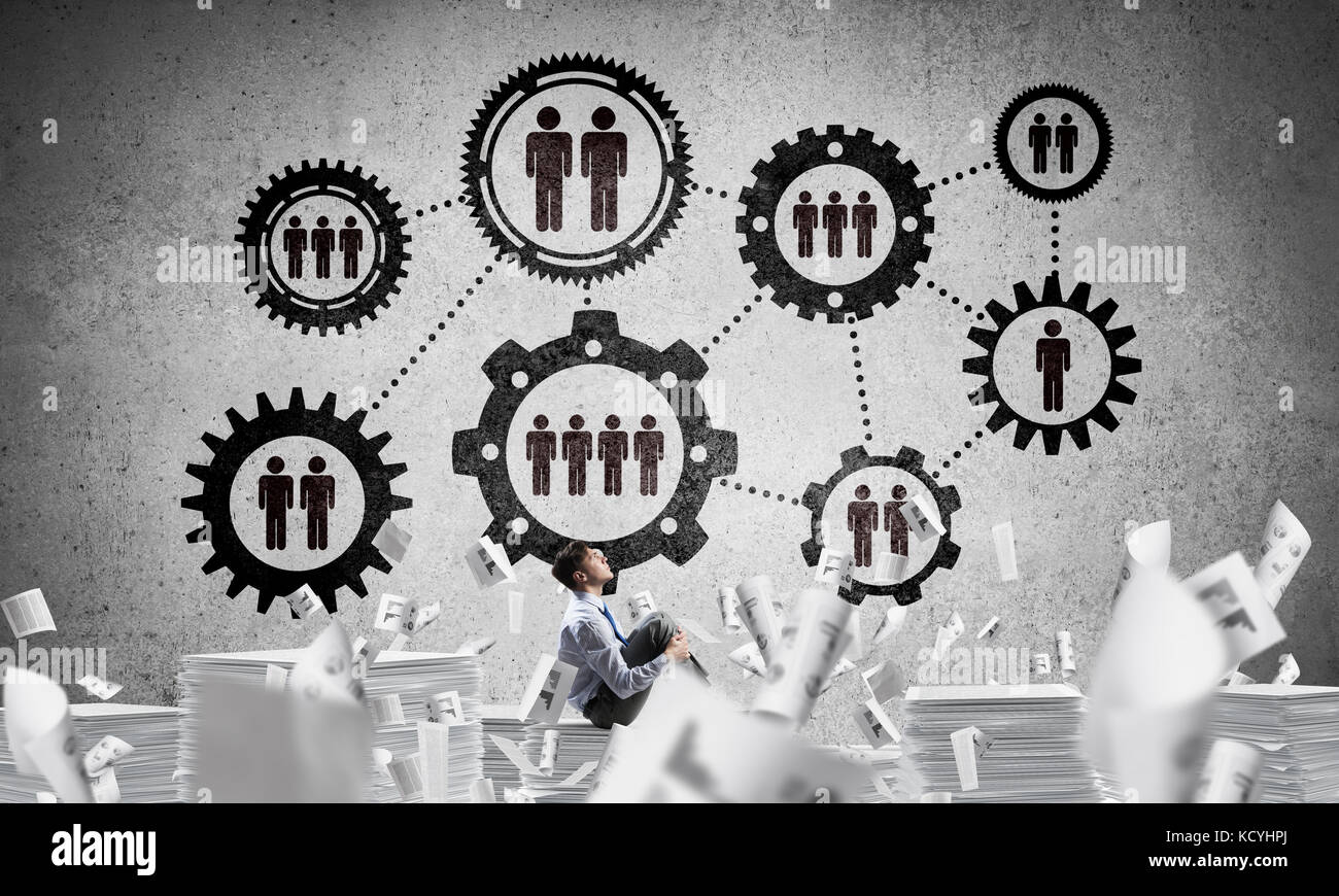 Businessman dreaming about future business Stock Photo - Alamy