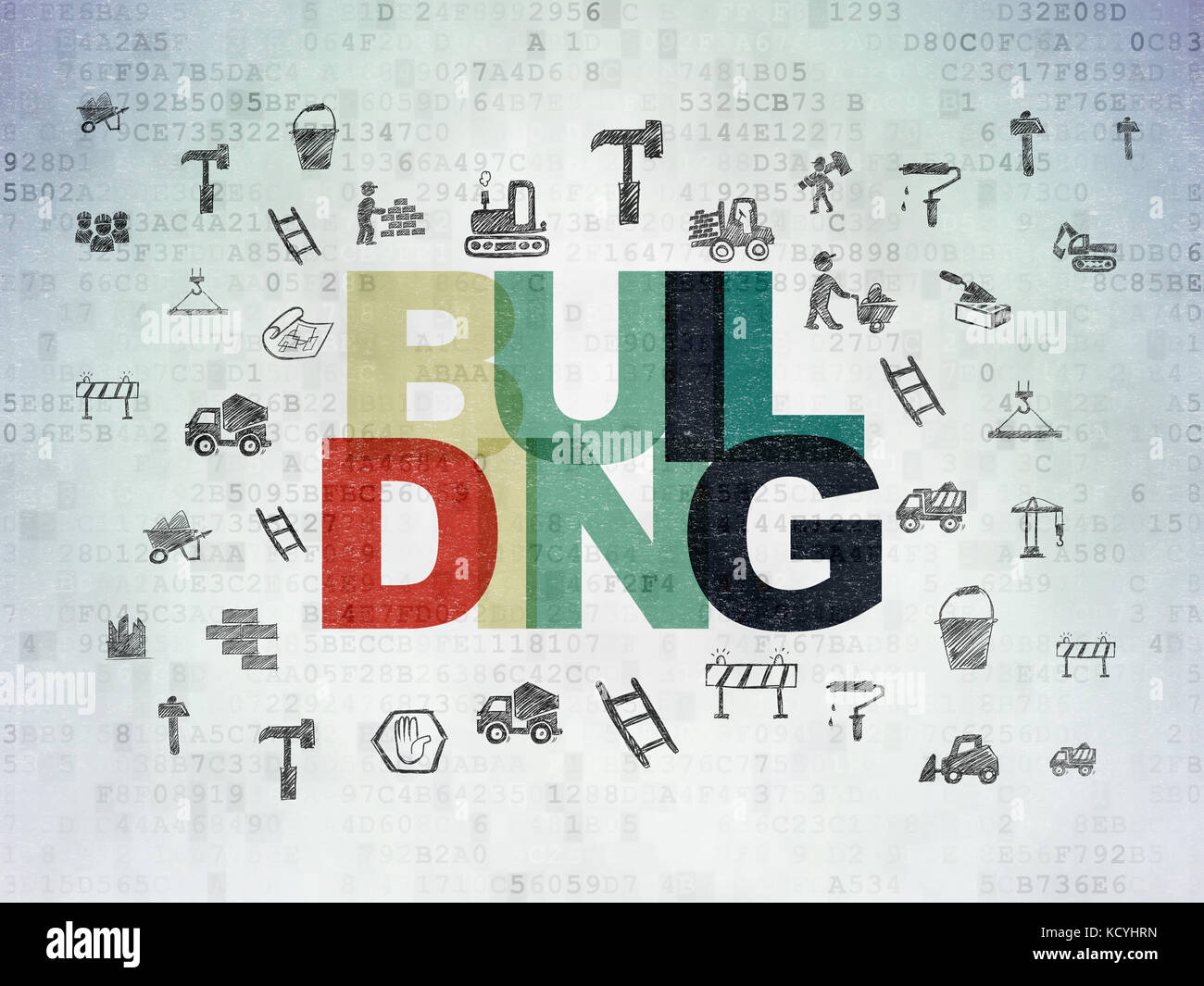 Constructing concept: Building on Digital Data Paper background Stock ...