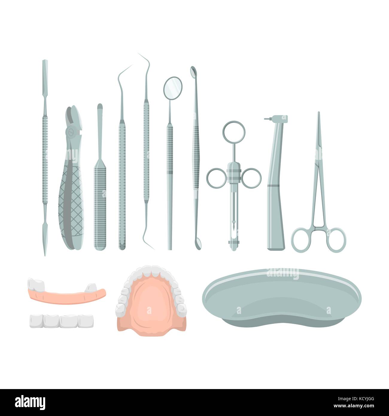 Vector illustration of dentistry tools on white background. Dentistry ...