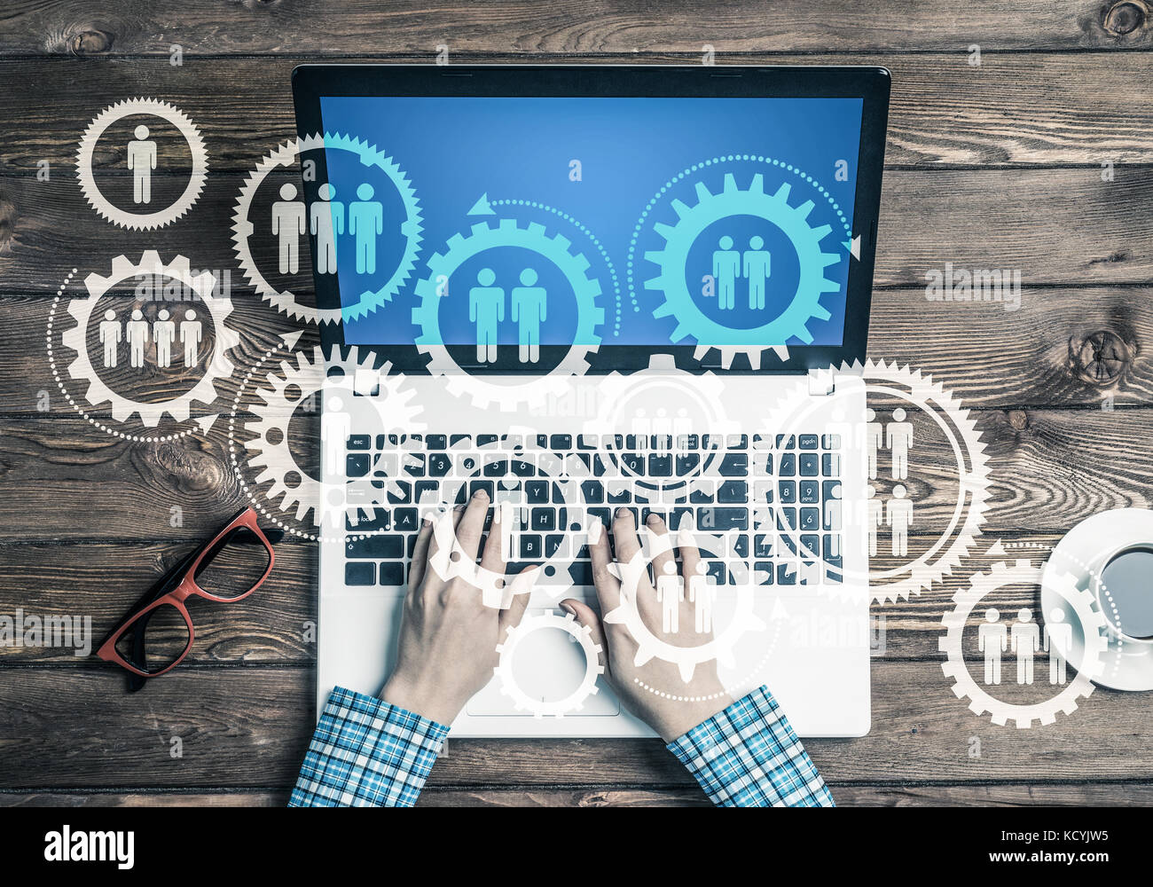 Concept of teamworking and connection with gears mechanism and t Stock ...