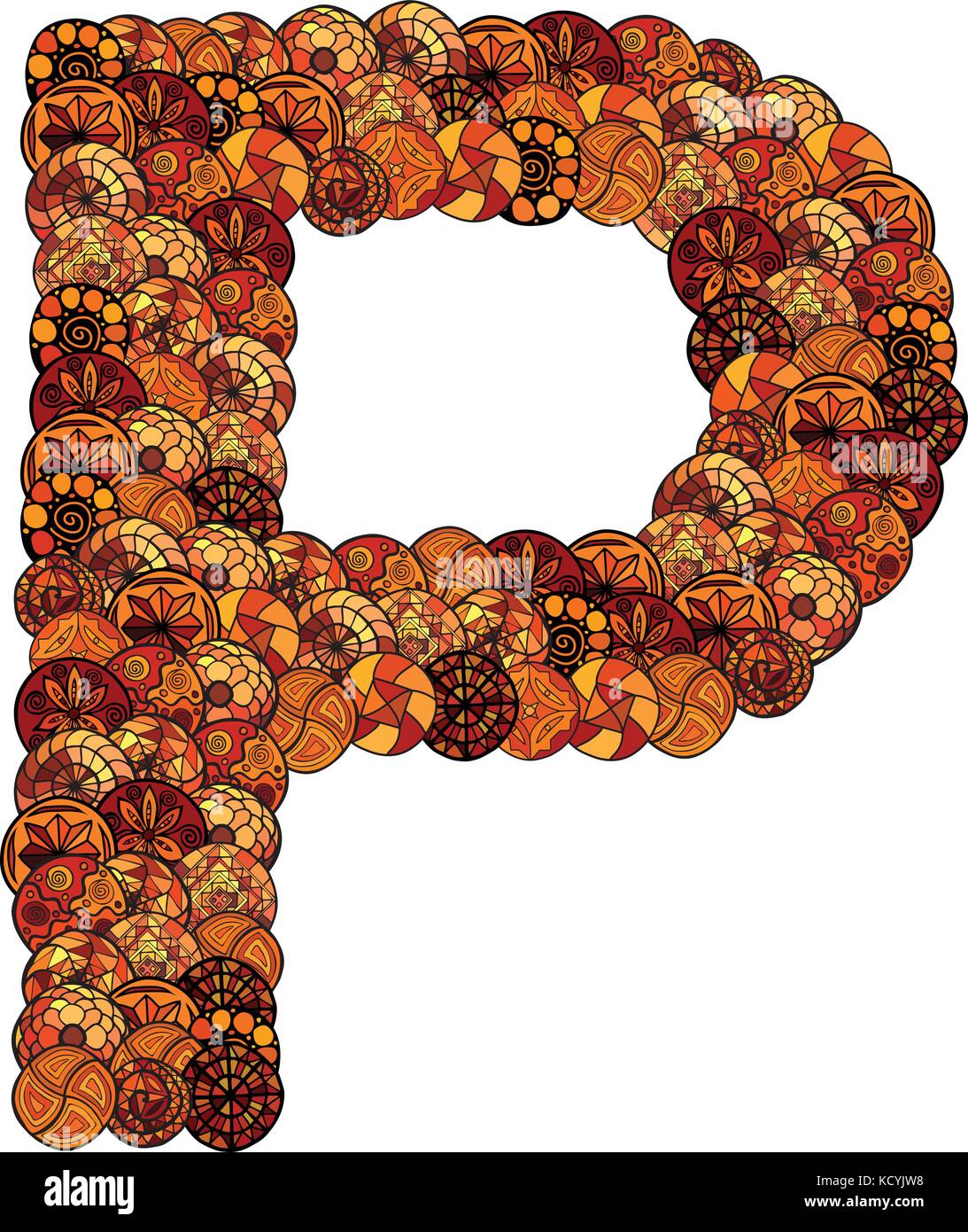 abstract vector font, made of ethnic elements - letter p Stock Vector ...