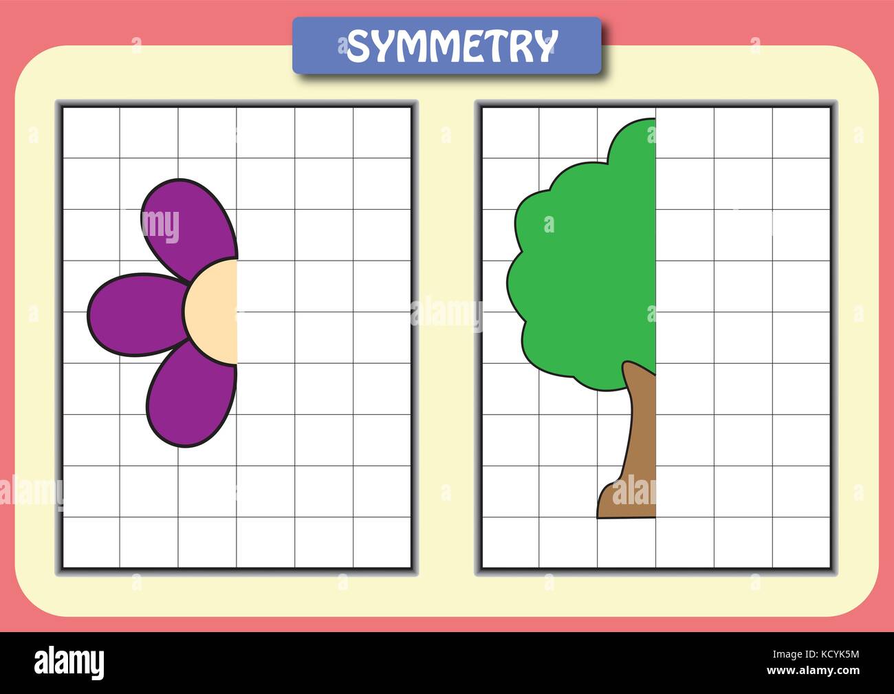 Draw the other half of each symmetrical pictures Stock Vector Image ...