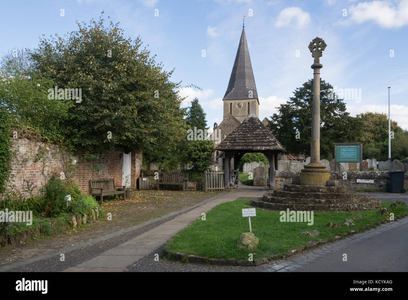 St James Church and war memorial in the pretty village of Shere in ...