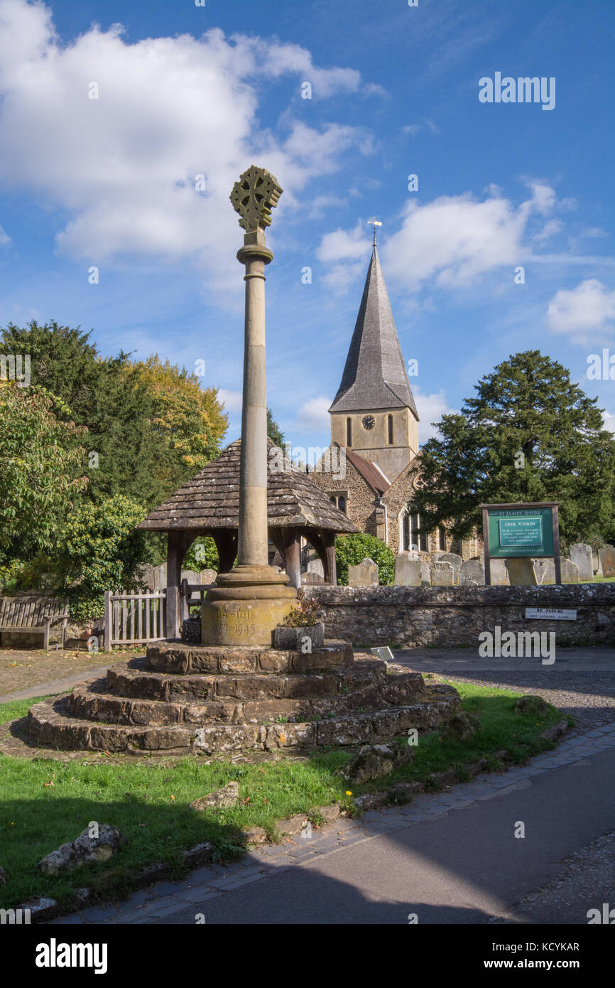 St James Church and war memorial in the pretty village of Shere in ...