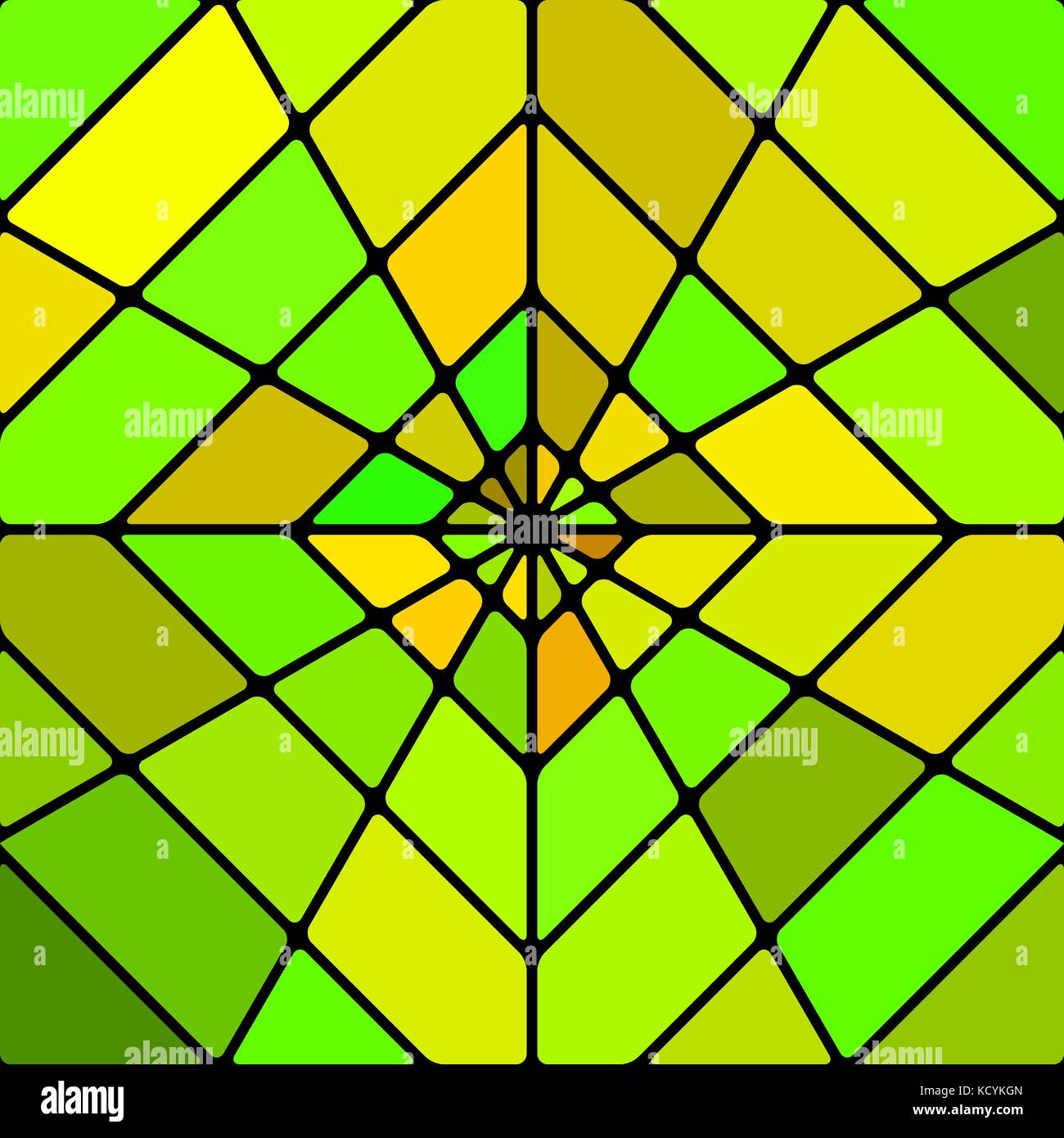 abstract vector stained-glass mosaic background - green and yellow ...