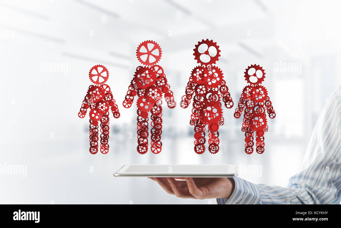 Concept of cooperation or maybe family with two figures presenting ...