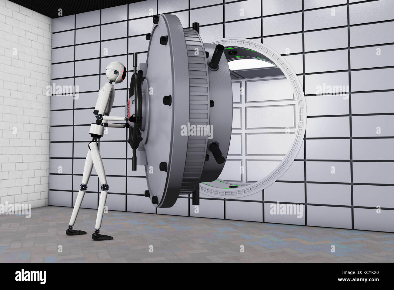 a robot and a bank safe Stock Photo - Alamy
