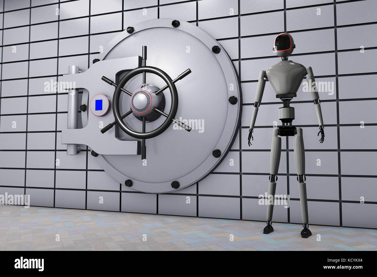 a robot and a bank safe Stock Photo - Alamy