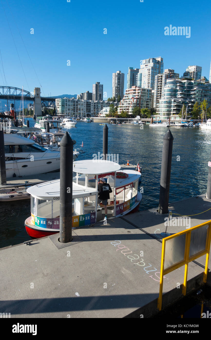 A boat for a small Vancouver based ferry service named Aquabus is ...