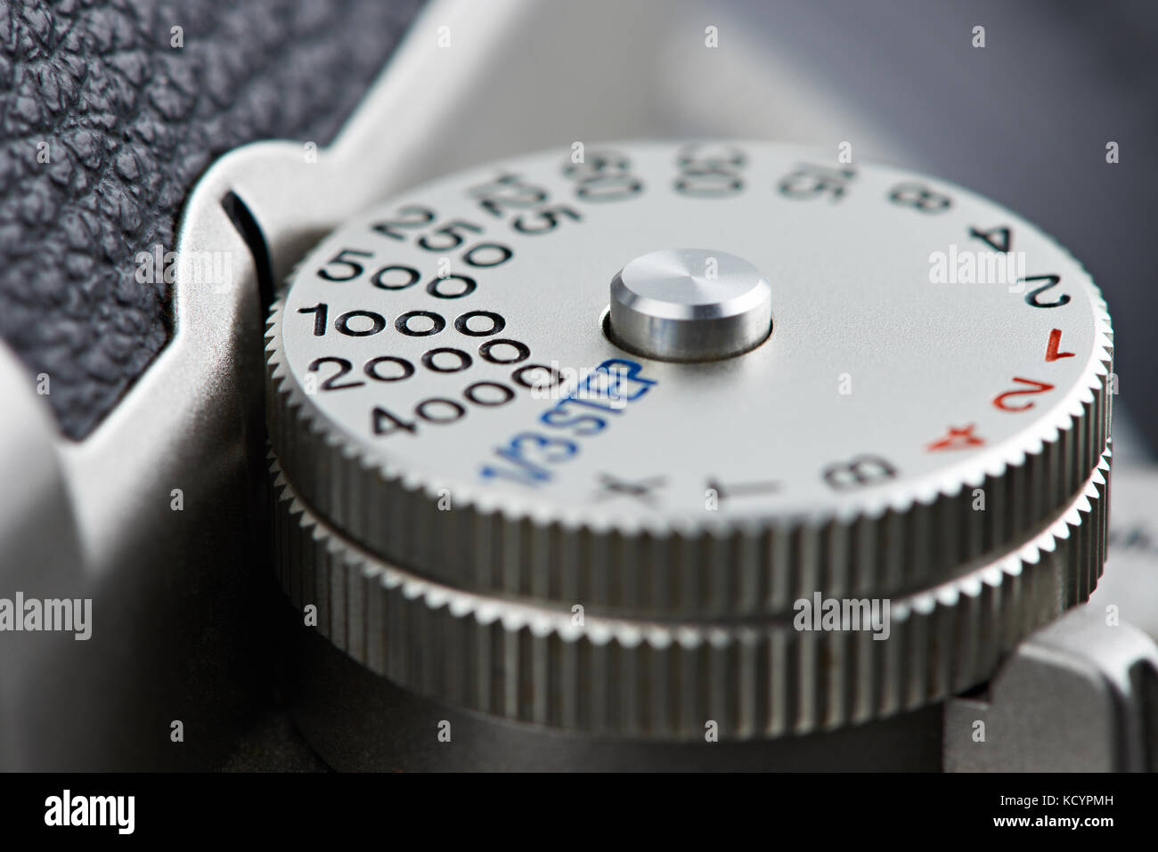 Shutter speed dial on SLR camera closeup Stock Photo - Alamy