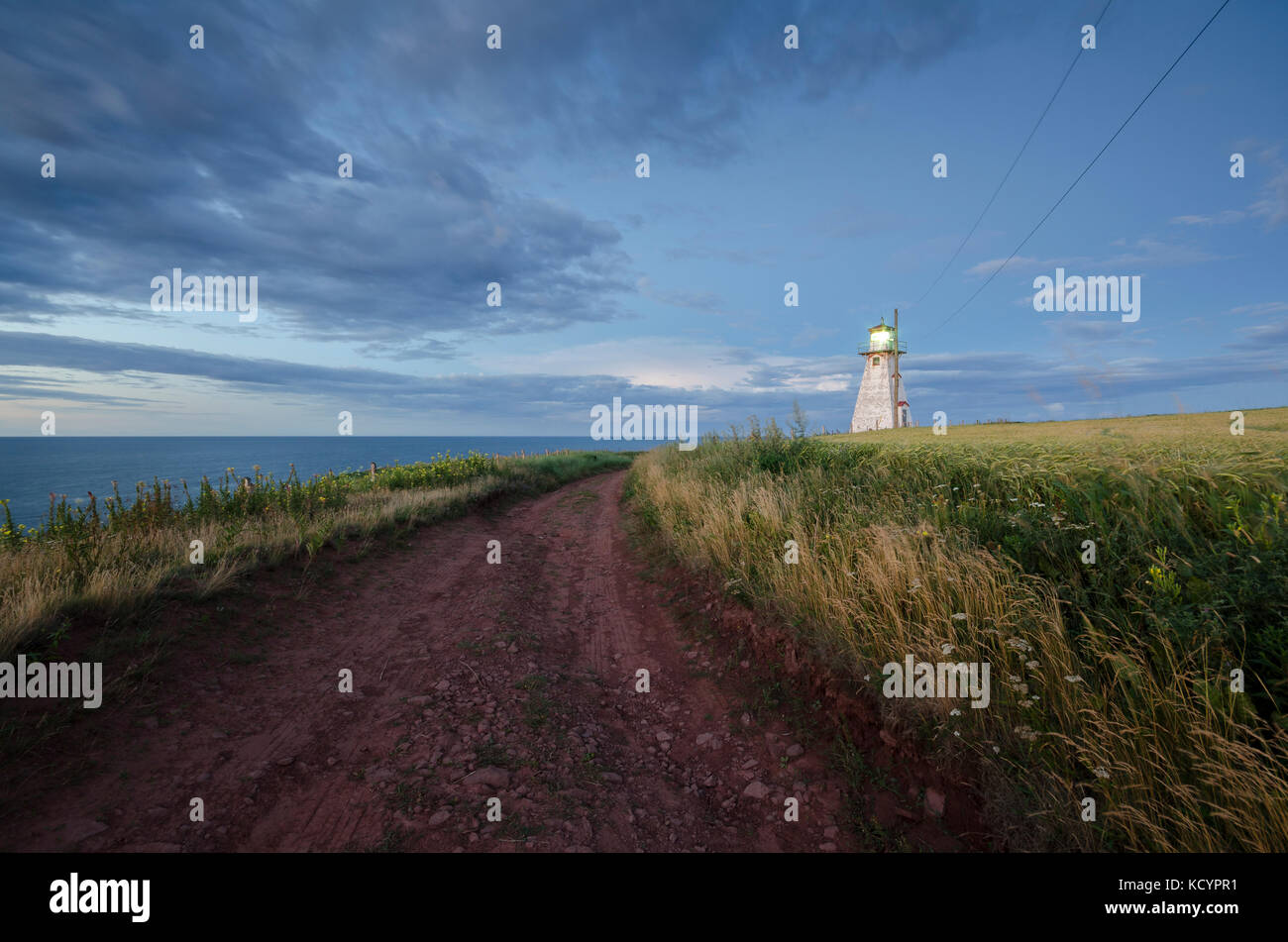Cape Tryon Lighthouse, Cape Tryon, Prince Edward Island, Canada, dirt ...