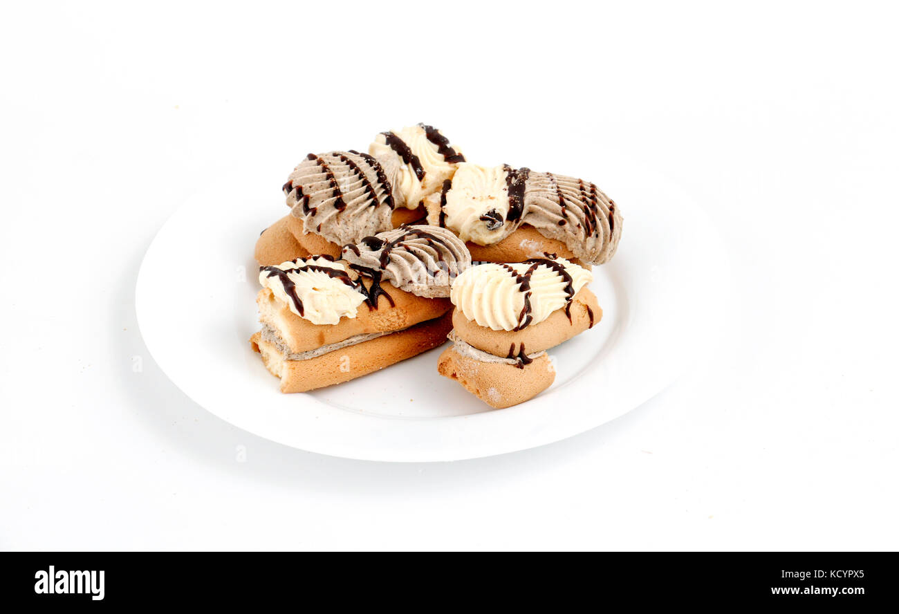 picture of a cake pieces of chocolate and vanilla filling Stock Photo ...