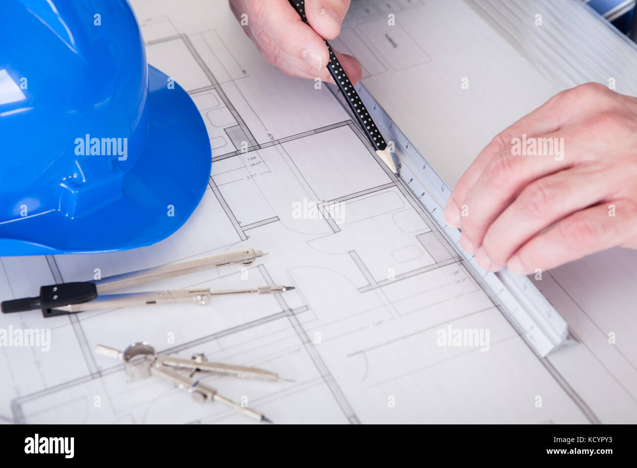 Construction blueprint man in hi-res stock photography and images - Alamy