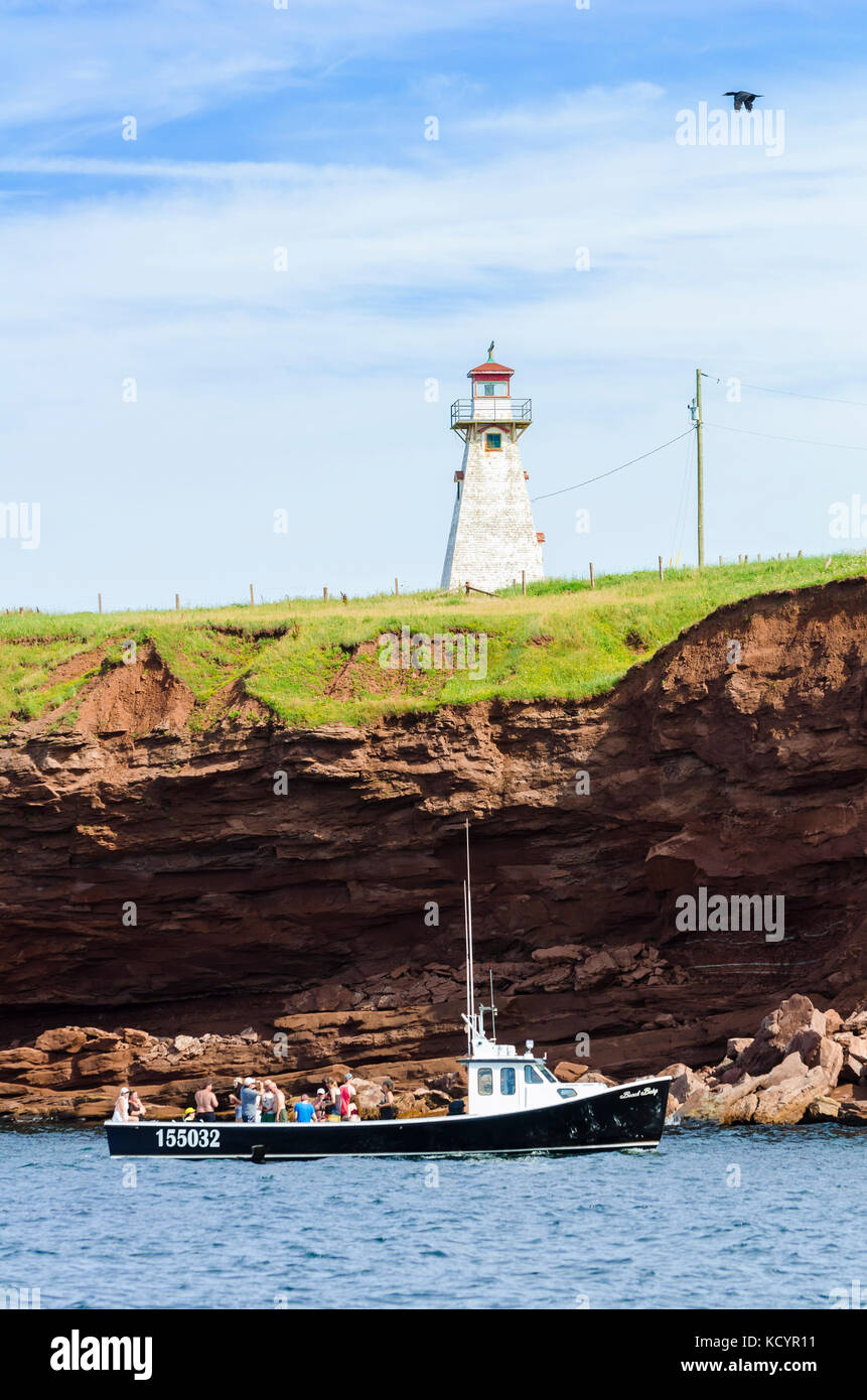 Cape Tryon Lighthouse, Cape Tryon, Prince Edward Island, Canada, boat ...