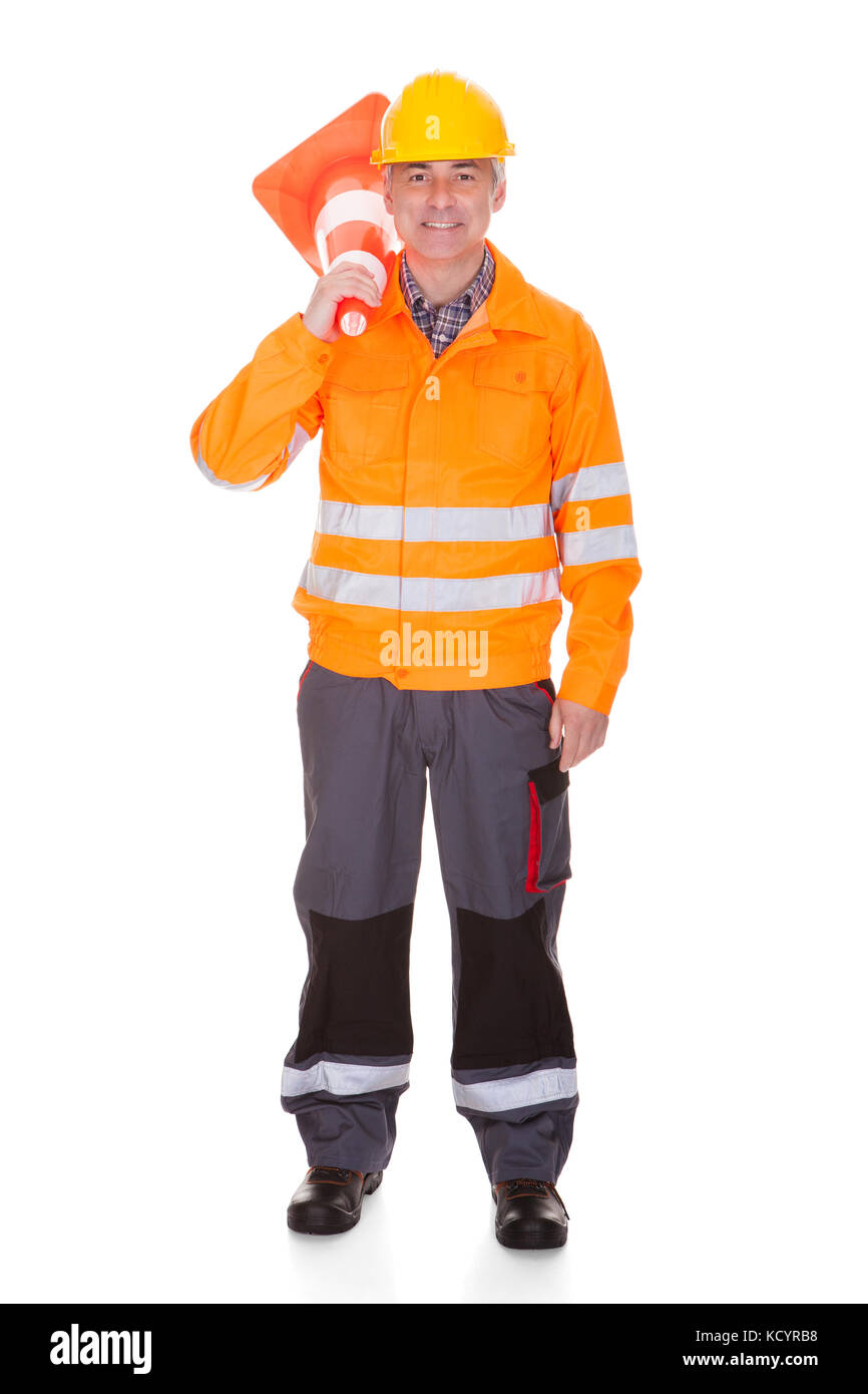 Traffic cone and man hi-res stock photography and images - Alamy