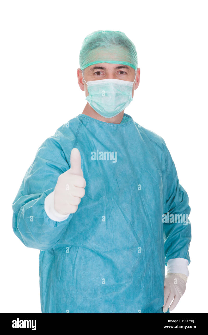 Portrait Of Mature Male Surgeon Isolated Over White Background Stock ...
