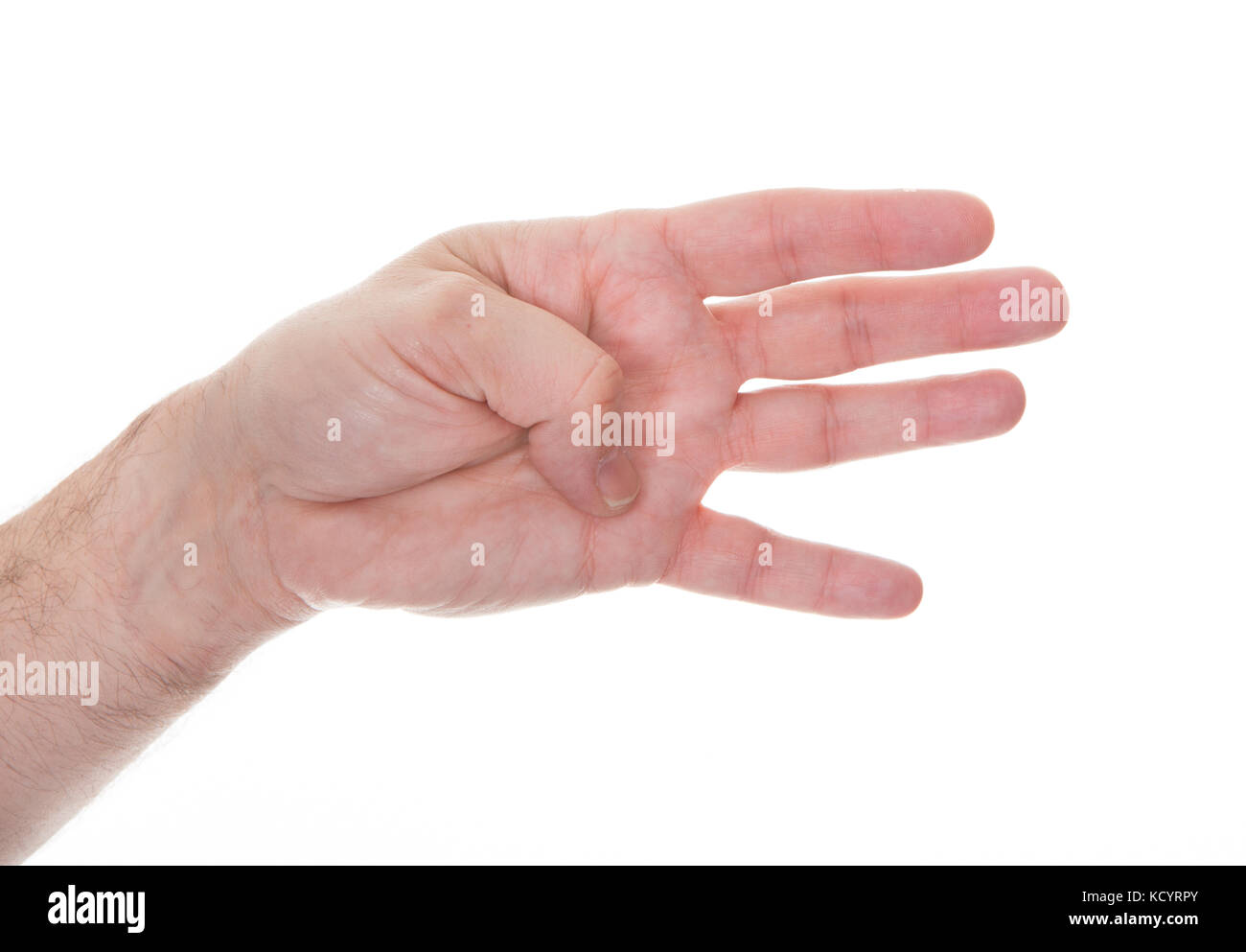 Close-up Of Human Hand Gesturing Number Four Over White Background ...