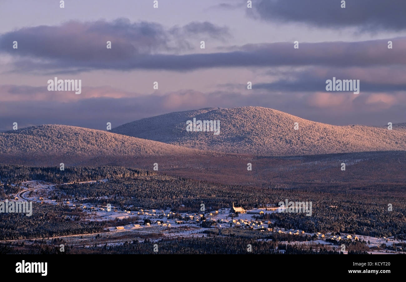 Late afternoon view of White Mountains and the village of Notre-Dame ...