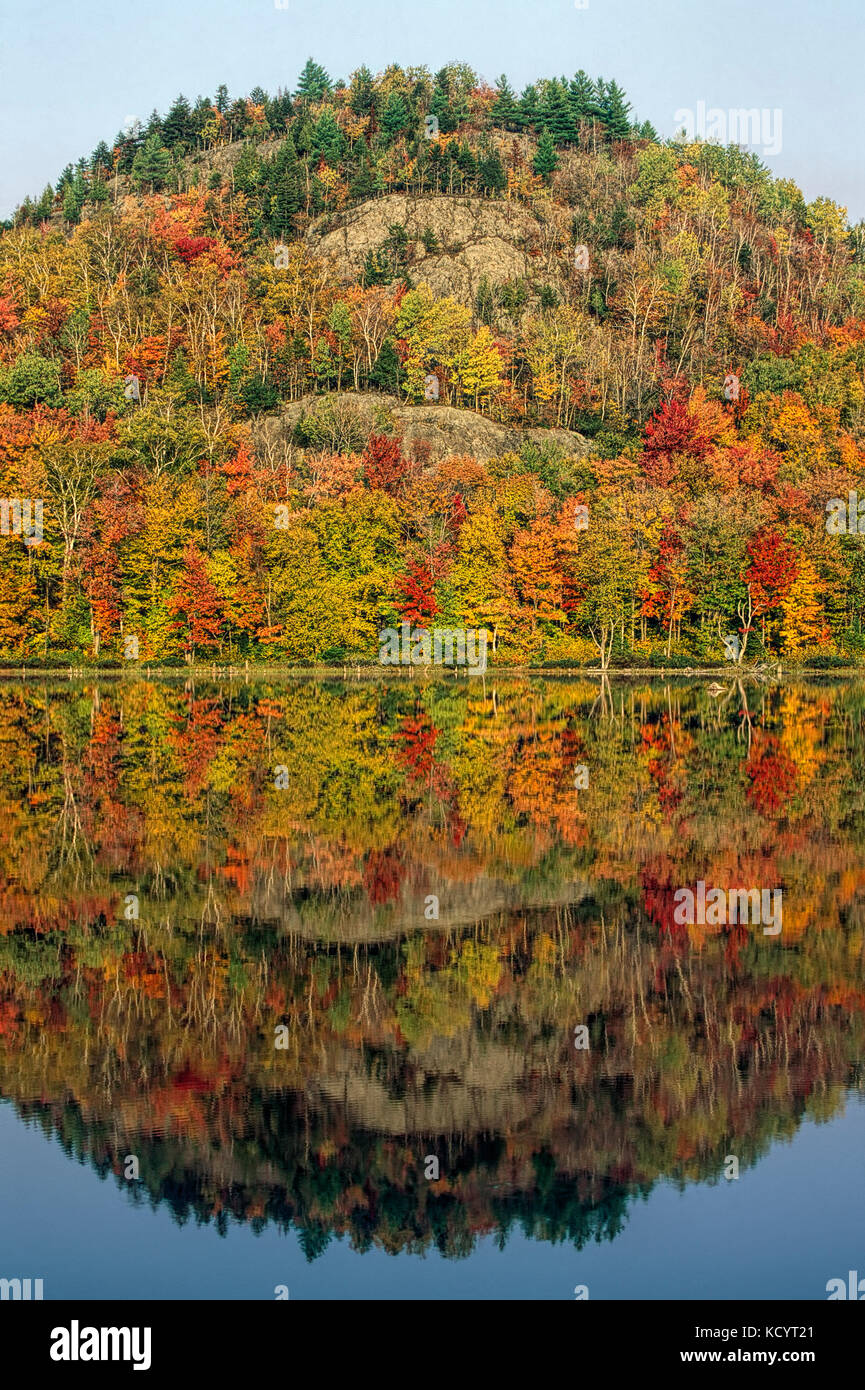 Fall Colors reflection at the Mont-Orford-National-Park, Orford, Québec ...