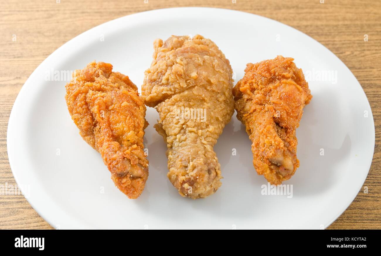 Cuisine and Food, Plate of Crispy Fried Chicken Wings Isolated on A ...