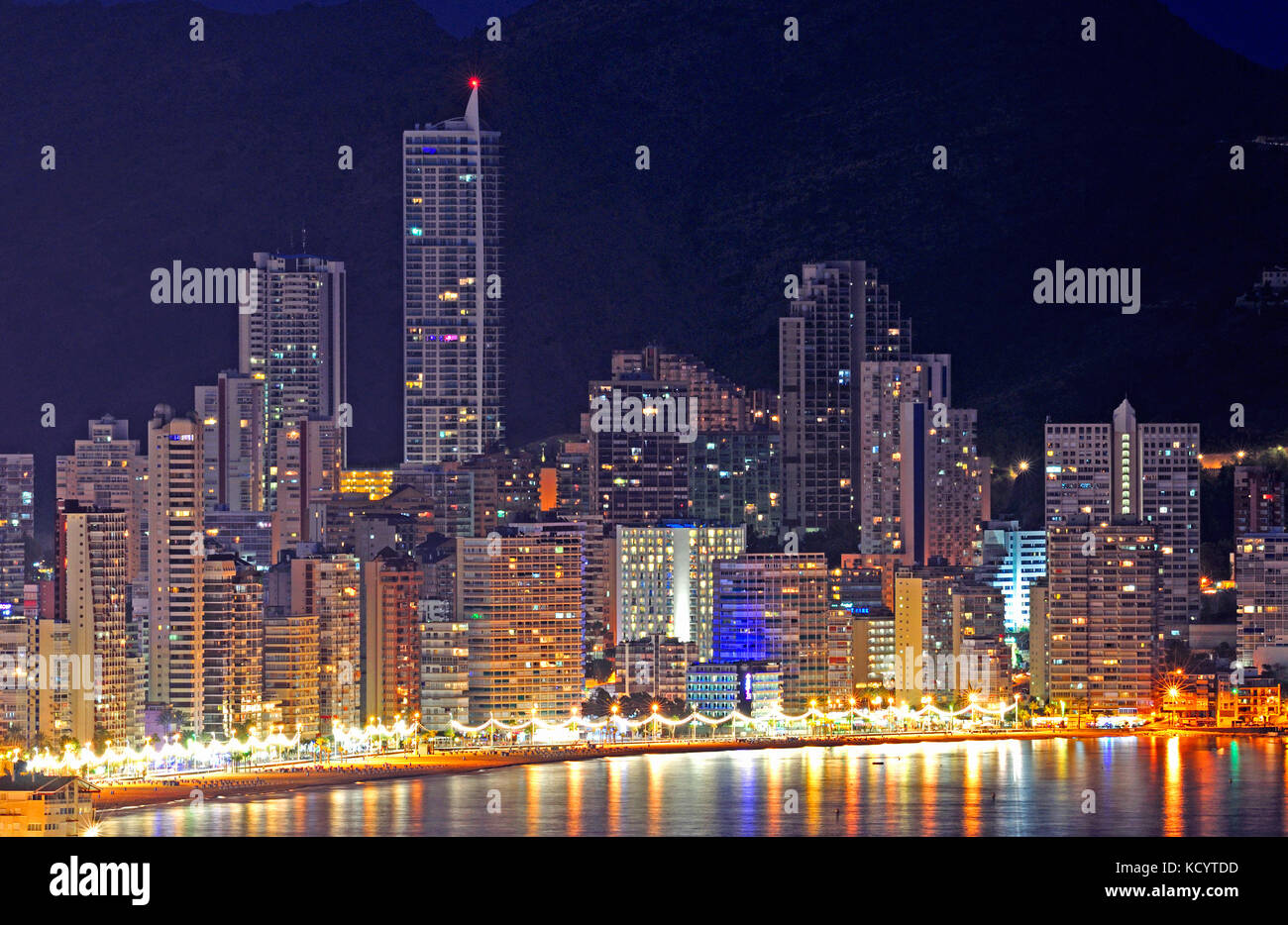 Benidorm at night. Alicante, Spain Stock Photo - Alamy