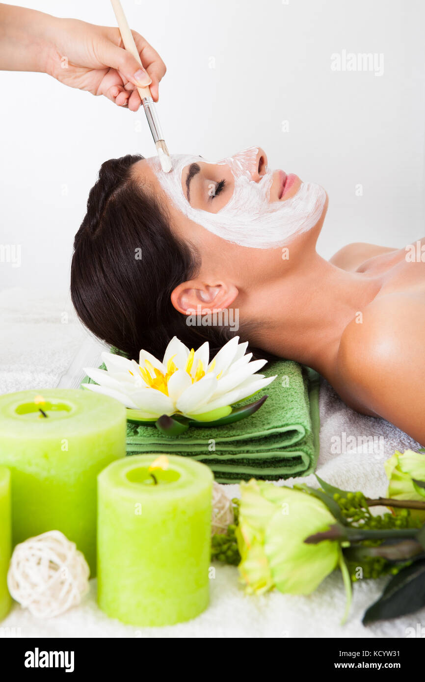 Young Woman Getting A Face Treatment In A Beauty Spa Stock Photo - Alamy