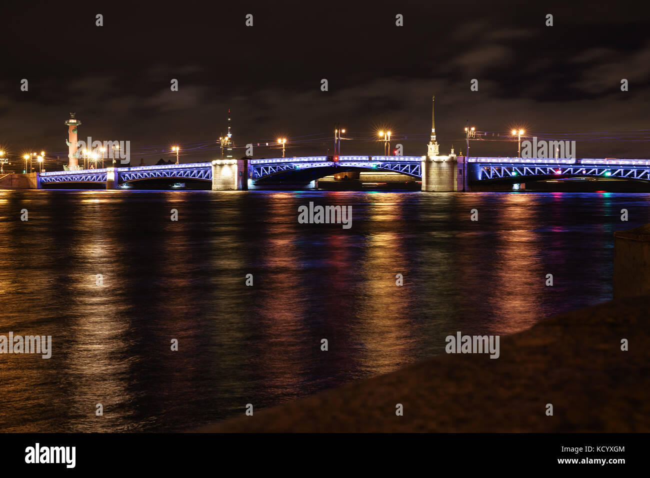 Closed Palace Bridge in Saint Petersburg at night Stock Photo - Alamy