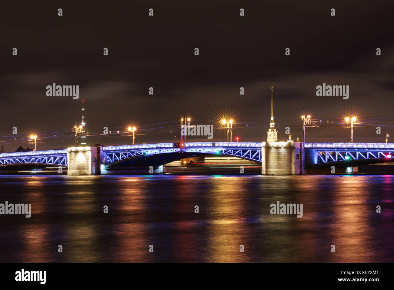 Closed Palace Bridge in Saint Petersburg at night Stock Photo - Alamy