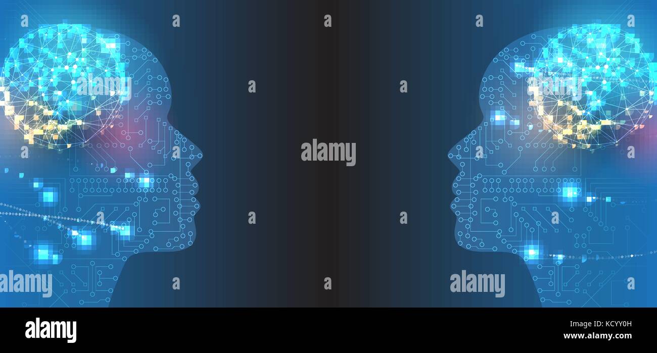 Abstract Artificial intelligence. Technology web background. Virtual ...