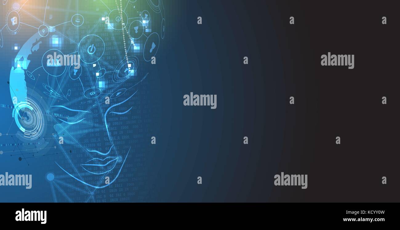 Abstract Artificial intelligence. Technology web background. Virtual ...