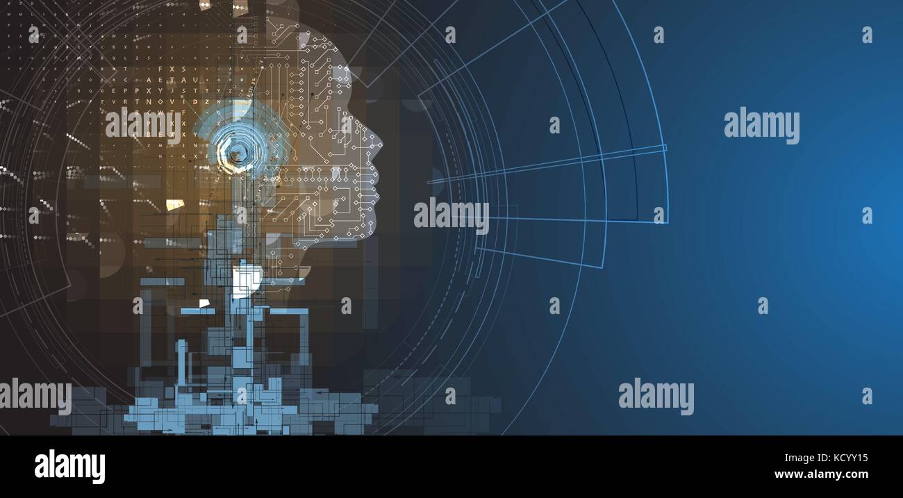 Abstract Artificial intelligence. Technology web background. Virtual ...