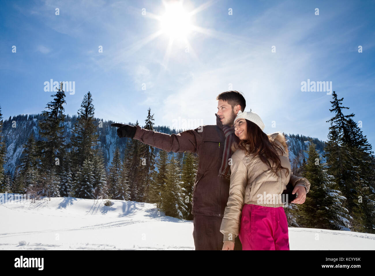 Young romantic couple in winter Stock Photo - Alamy