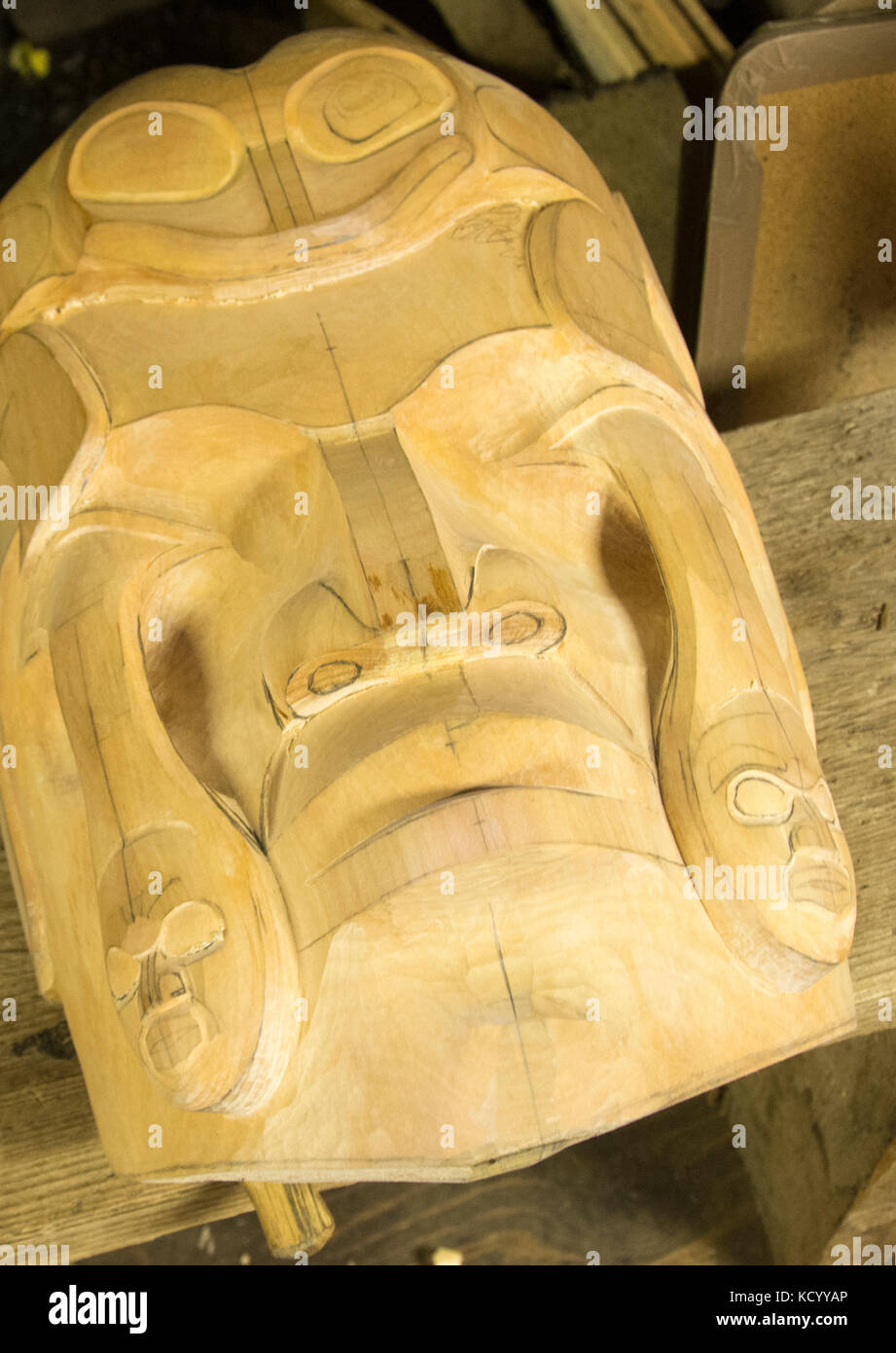 Mask in progress, Old Massett, Haida Gwaii, formerly known as Queen ...