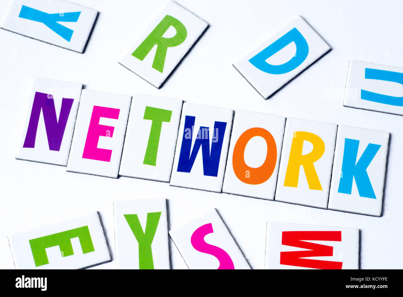word network made of colorful letters on white background Stock Photo ...