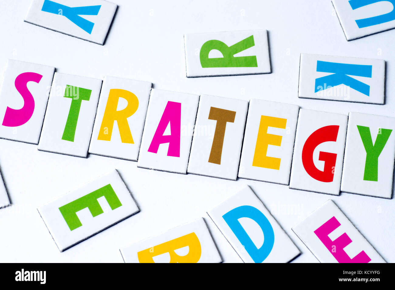 word strategy made of colorful letters on white background Stock Photo ...