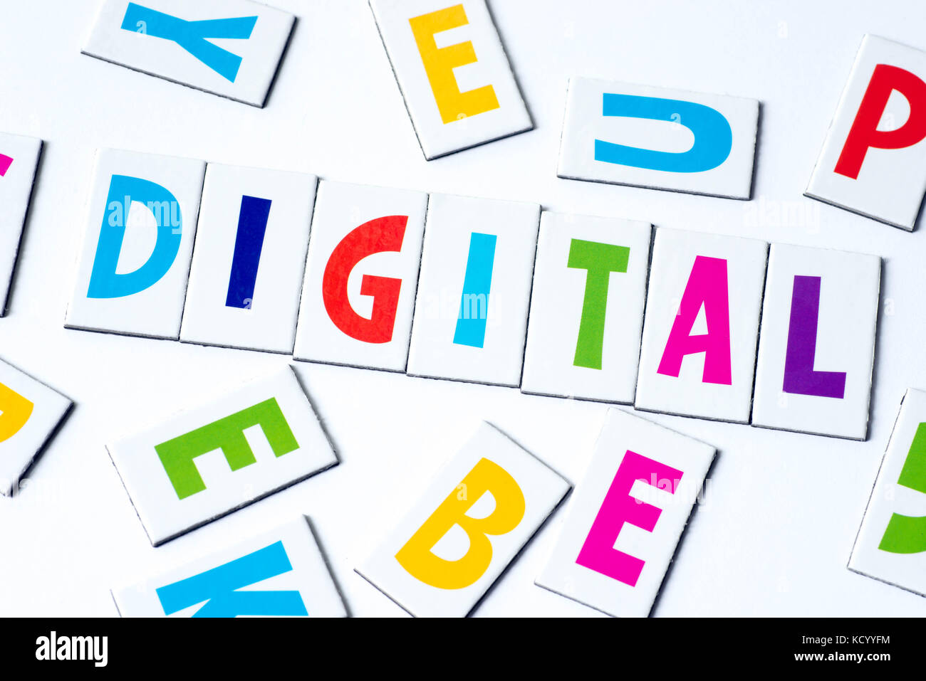 word digital made of colorful letters on white background Stock Photo ...