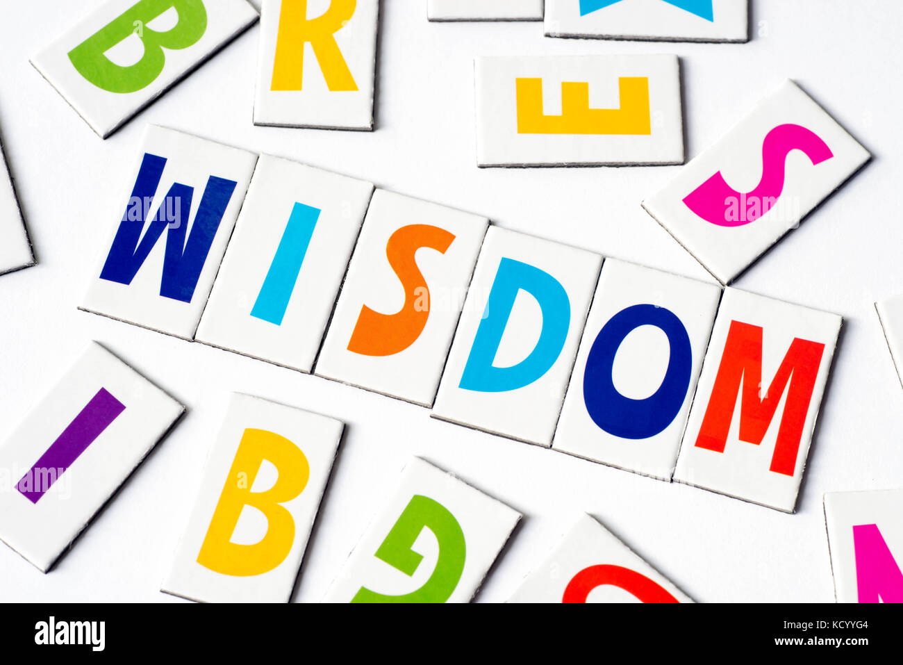 word wisdom made of colorful letters on white background Stock Photo ...