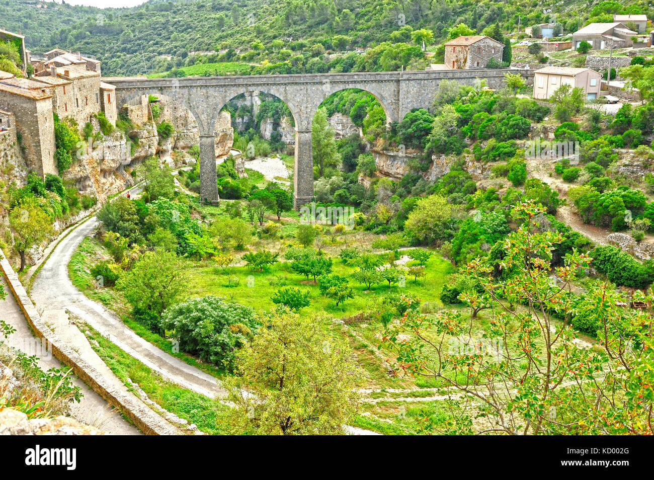 arched bridge, Minnerve, Herault Department, Languedoc-Roussillon ...