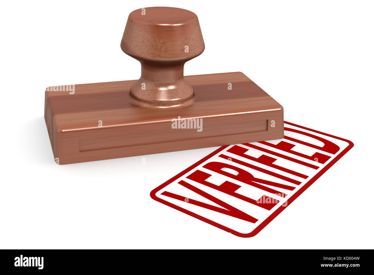 Wooden stamp verified with red text image with hi-res rendered artwork ...