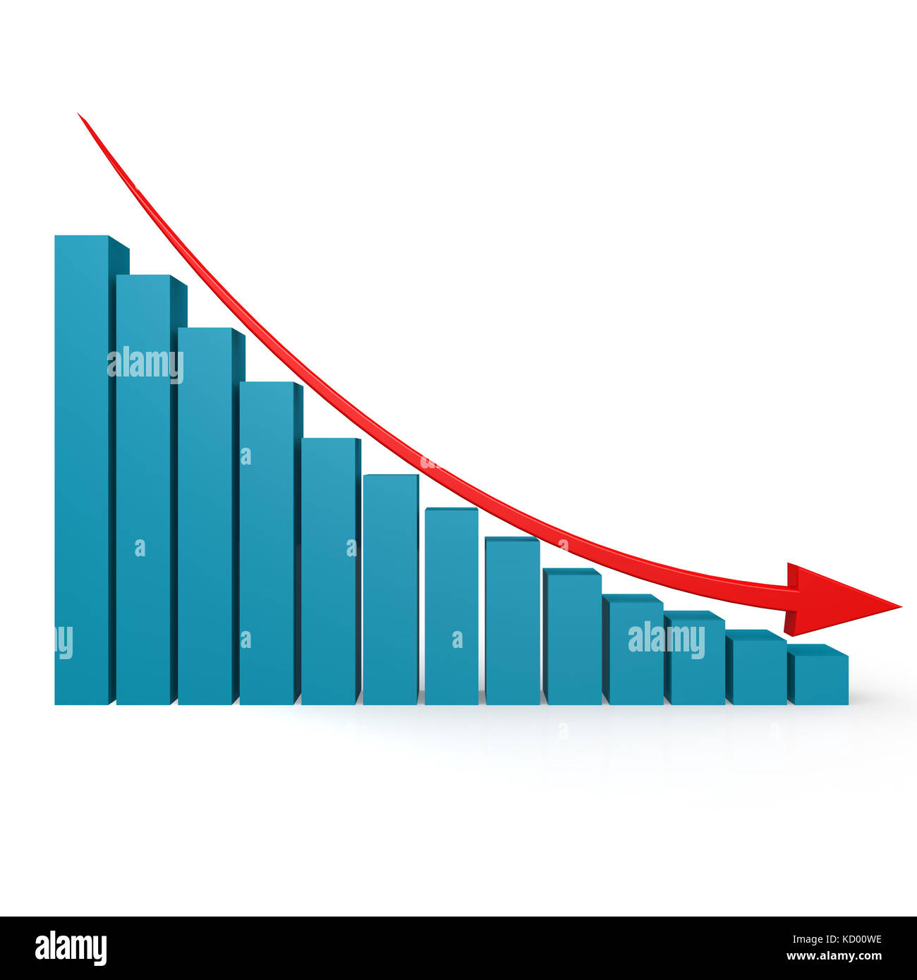 Blue graph and red arrow down image with hi-res rendered artwork that ...
