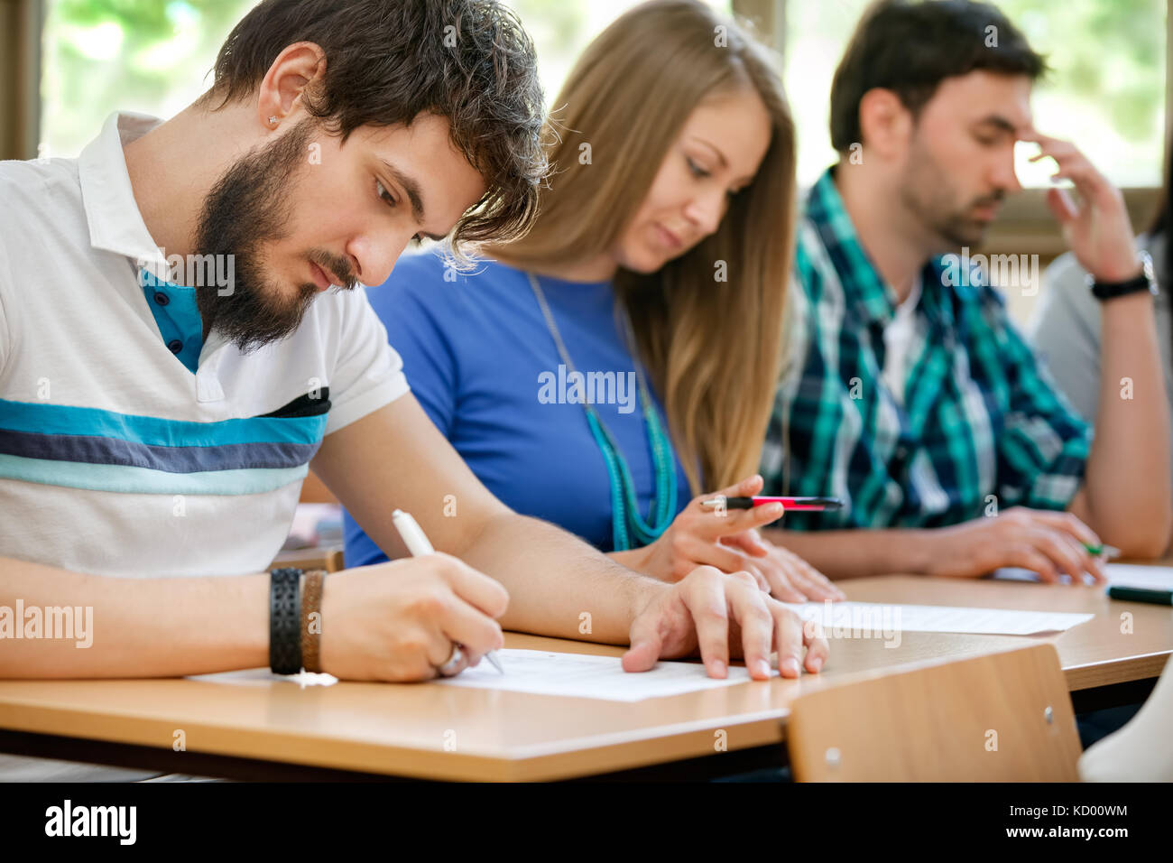 Student have test in classroom Stock Photo - Alamy