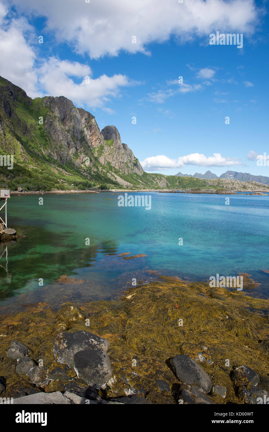 panoramic view of the coast and the islands at Svolvaer in the Lofoten ...