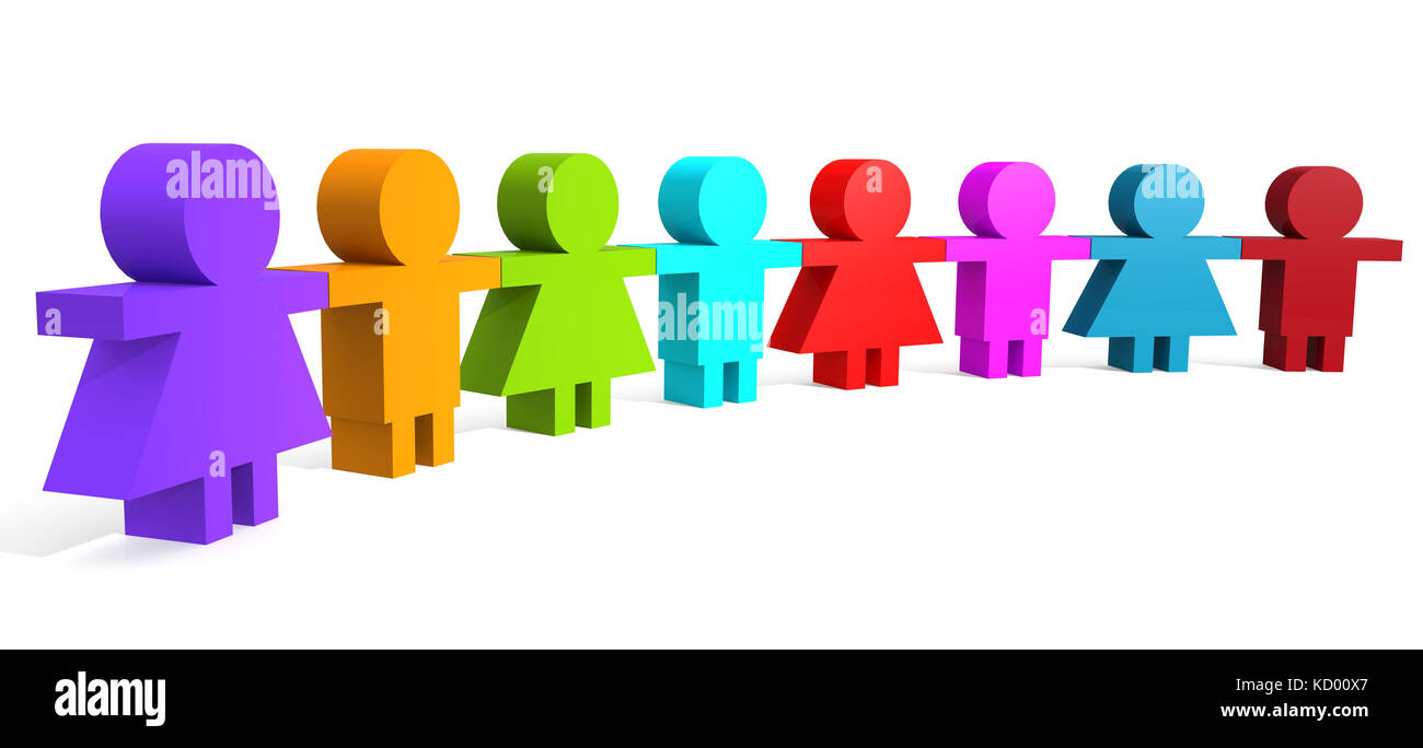 Multi color people in a line image with hi-res rendered artwork that ...