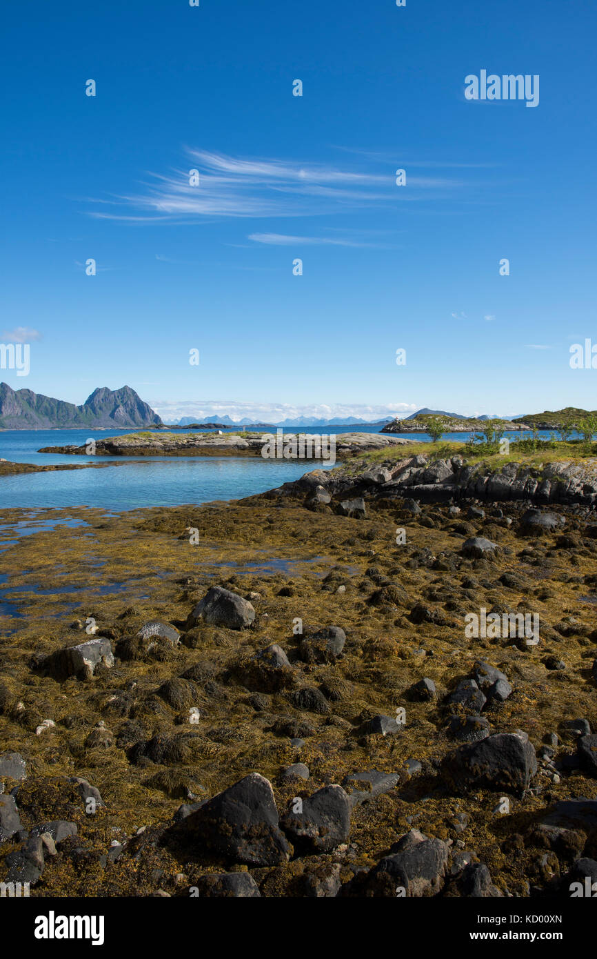 panoramic view of the coast and the islands at Svolvaer in the Lofoten ...