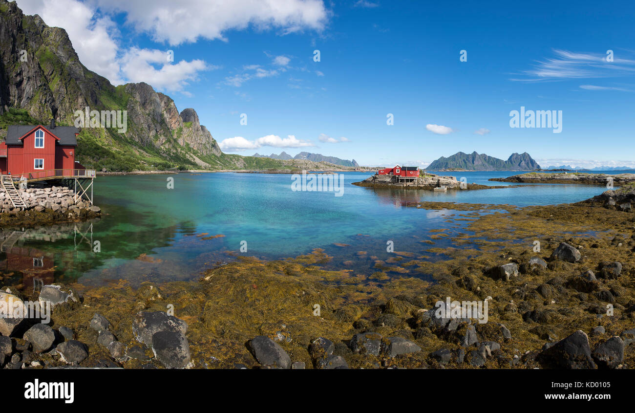 panoramic view of the coast and the islands at Svolvaer in the Lofoten ...